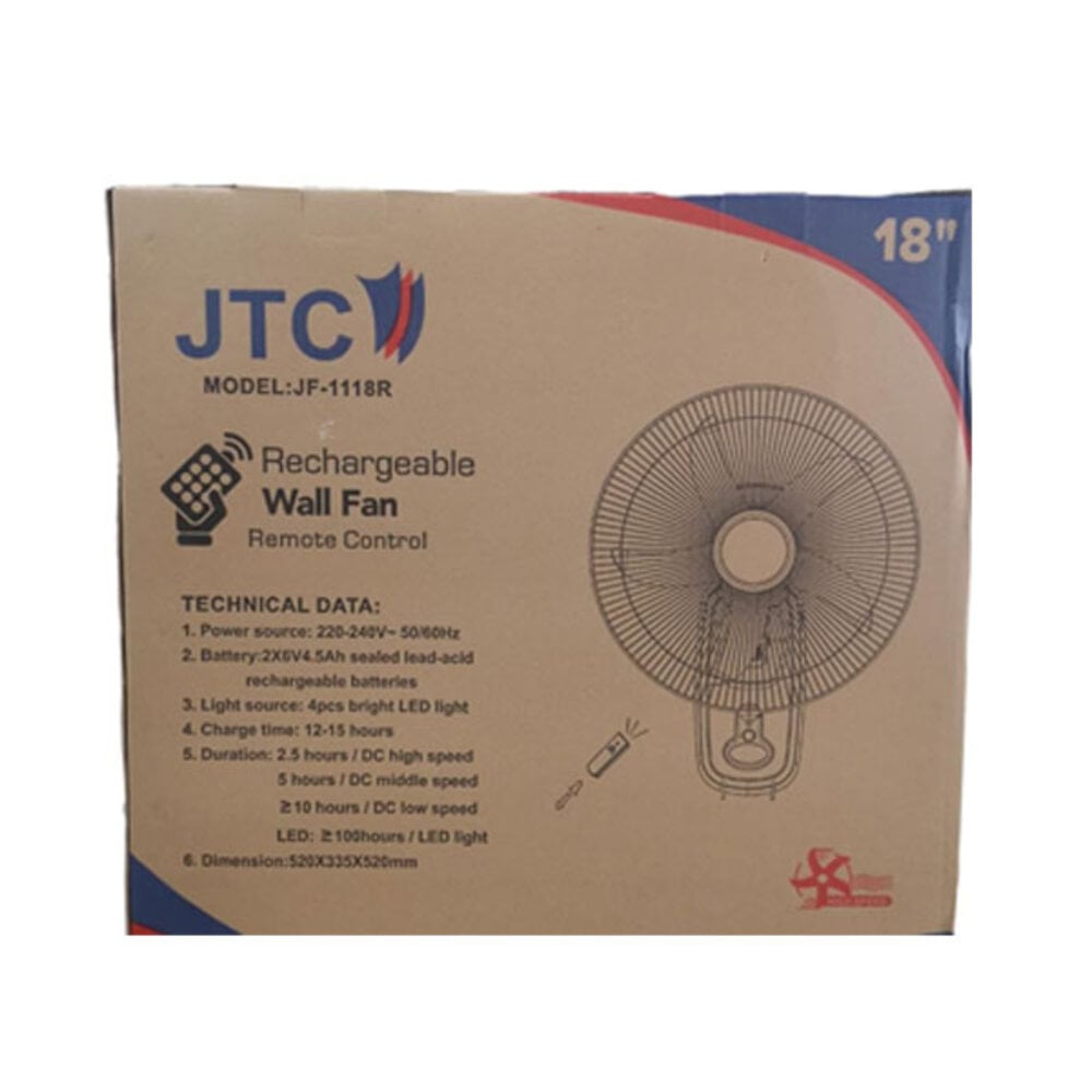 JTC Rechargeable Wall Fan JF-1118R